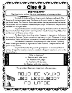 Branches of Government ESCAPE ROOM! Legislative, Executive, Judicial