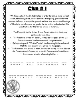 Preamble ESCAPE ROOM Activity : Goals of the U.S. Constitution - Think ...