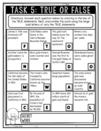 California Gold Rush Reading Comprehension Challenge - Close Reading
