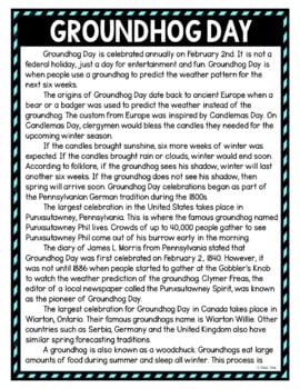 Groundhog Day DIGITAL Reading & Questions Self Grading - Think Tank Teacher