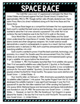 Space Race DIGITAL Reading Passage & Questions Self Grading - Think ...