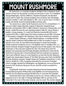 Mount Rushmore DIGITAL Reading Passage & Questions Self Grading - Think ...