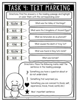 King Tut Ancient Egypt Reading Comprehension Challenge - Close Reading ...