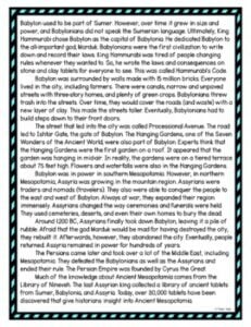 Ancient Mesopotamia DIGITAL Reading Passage & Questions Self Grading ...
