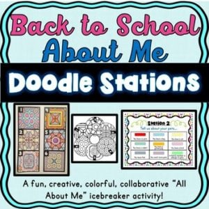 Back to School About Me Doodle Stations - Icebreaker - First Day of ...