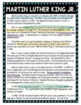 Martin Luther King Jr. Color by Number, Reading Passage and Text ...