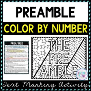 Preamble Color by Number, Reading Passage and Text Marking