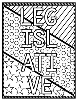 Legislative Branch Color by Number, Reading Passage and Text Marking
