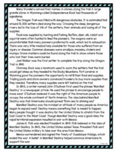 Oregon Trail DIGITAL Reading Passage and Questions - Self Grading ...