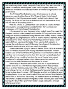 Articles of Confederation DIGITAL Reading Passage and Questions - Self ...