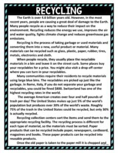 Recycling DIGITAL Reading Passage and Questions - Self Grading - Think ...