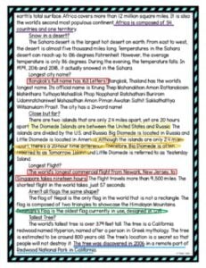 Strange Geography Color by Number, Reading Passage and Text Marking