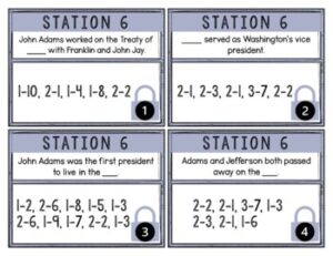 Founding Fathers Breakout Activity -Task Cards Puzzle Challenge