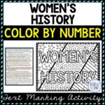 Women's History Color by Number, Reading Passage and Text Marking