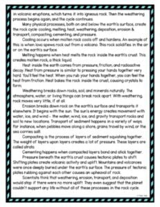 Rock Cycle DIGITAL Reading Passage and Questions - Self Grading - Think ...