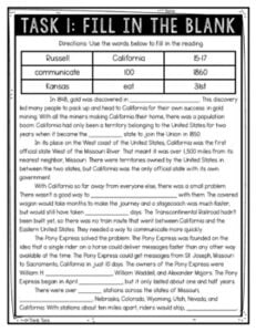 Pony Express Reading Comprehension Challenge - Close Reading Activity