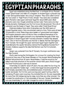 Egyptian Pharaohs DIGITAL Reading Passage & Questions Self Grading