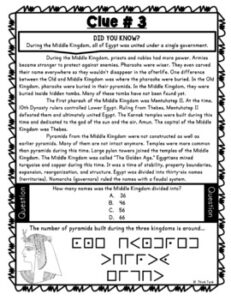 Three Kingdoms of Ancient Egypt ESCAPE ROOM Activity