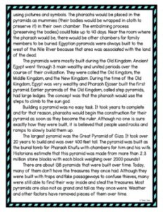 Egyptian Pyramids DIGITAL Reading Passage & Questions Self Grading