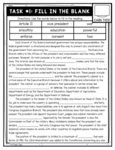 Executive Branch Thinktivity™ Reading Comprehension