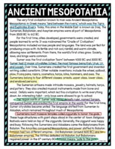 Ancient Mesopotamia Color by Number, Reading Passage, Text Marking