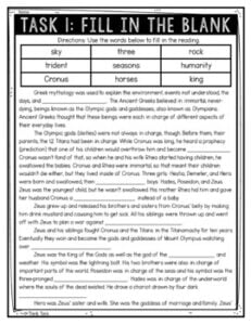 Greek Gods Reading Comprehension Challenge - Close Reading