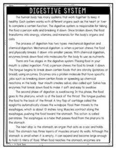 Digestive System Text Marking Detective Mystery - Reading Passages