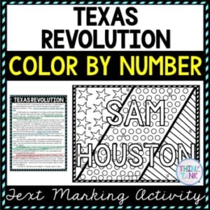 Texas Revolution Color by Number, Reading Passage and Text Marking