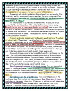 Ecosystems and Biomes Color by Number, Reading Passage