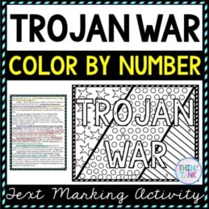 Trojan War Color by Number, Reading Passage and Text Marking