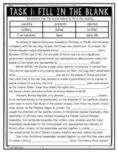 Roman Republic Reading Comprehension Challenge - Ancient Rome