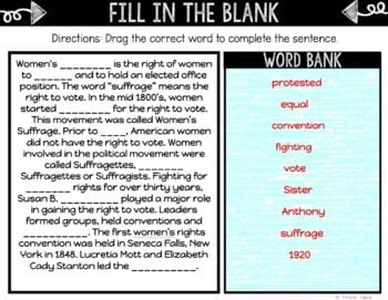 Women's Suffrage Movement DIGITAL Interactive Notebook | Choice Board ...