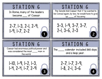 Julius Caesar Breakout Activity - Task Cards Puzzle Challenge - Ancient ...