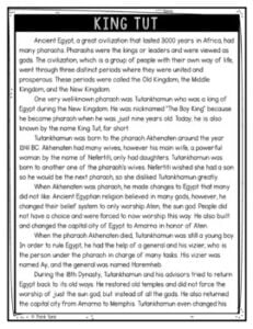 King Tut Ancient Egypt Text Marking Detective Mystery - Reading ...