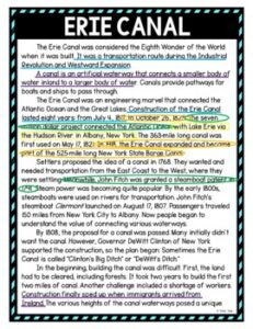 Erie Canal Color by Number, Reading Passage and Text Marking - Think ...