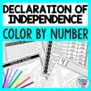 Declaration of Independence Color by Number - Close Reading & Text ...