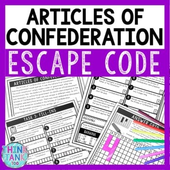 Articles of Confederation Comprehension Code Escape Room - Close ...