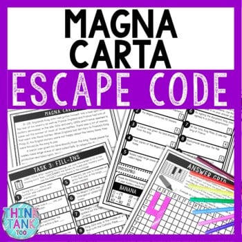 Magna Carta Comprehension Code Escape Room - Close Reading - Think Tank ...