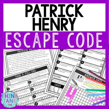 Patrick Henry Comprehension Code Escape Room - Revolutionary War ...