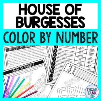 House of Burgesses Color by Number - Close Reading & Text Marking ...