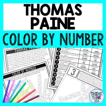 Thomas Paine Color by Number - Close Reading & Text Marking - Think ...