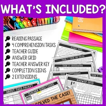 Planet Mars Comprehension Code Escape Room - Close Reading - Solar ...