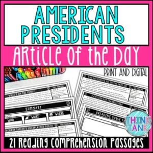 US Presidents Article of the Day - Bellringers - Reading Comprehension ...