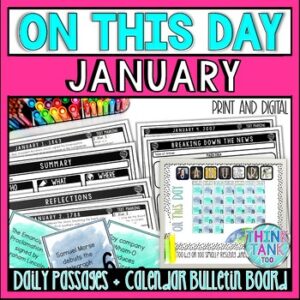 JANUARY On This Day History Reading Passages and Bulletin Board ...