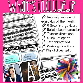 JANUARY On This Day History Reading Passages and Bulletin Board ...