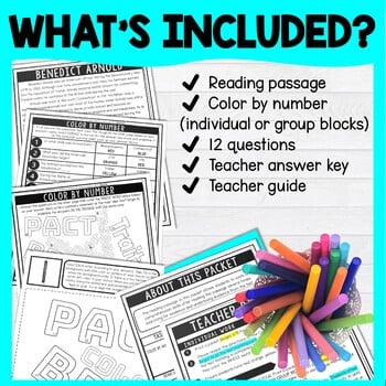 Benedict Arnold Color by Number - Close Reading & Text Marking - Think ...