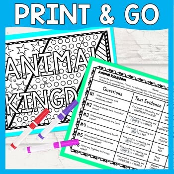 Animal Kingdom Color by Number, Reading Passage and Text Marking ...