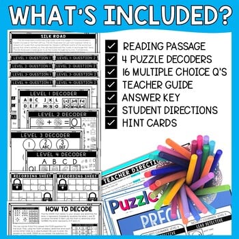 Silk Road Escape Room - Task Cards - Reading Comprehension - Ancient ...