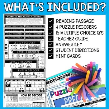 Pompeii and Mount Vesuvius Escape Room - Task Cards - Reading ...