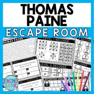 Thomas Paine Escape Room - Task Cards - Reading Comprehension - Think ...